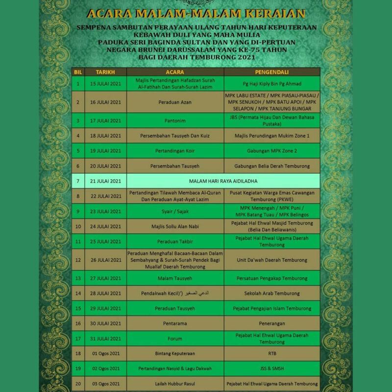 Acara Malam-malam Keraian (Temburong) - Brunei Tourism Official Site